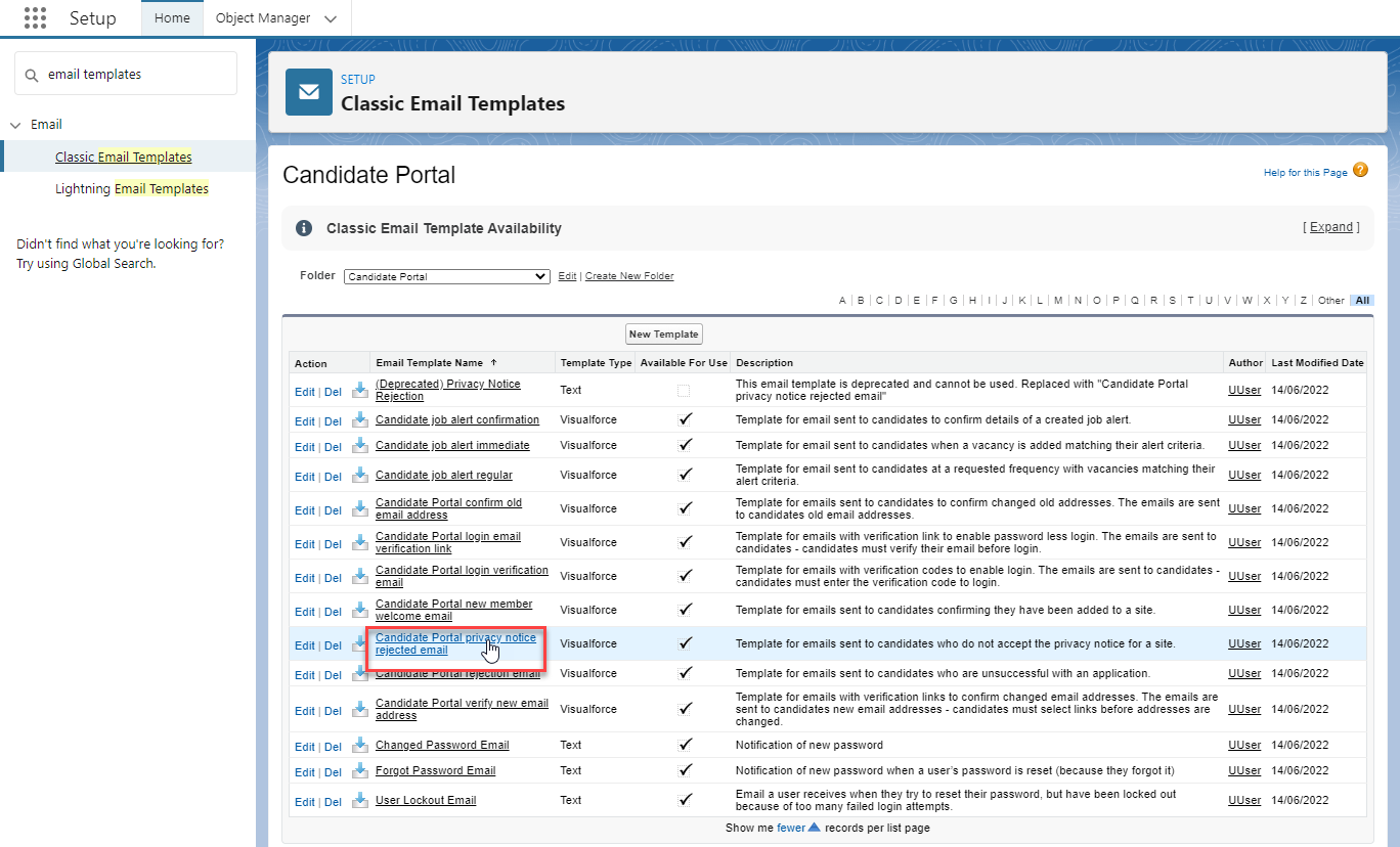 Configuring and customizing email templates