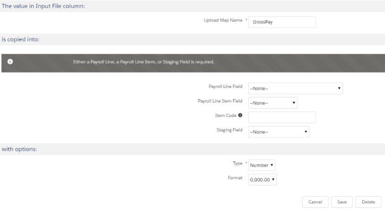 Mapping fields to Payroll Line or Inbound Staging Line